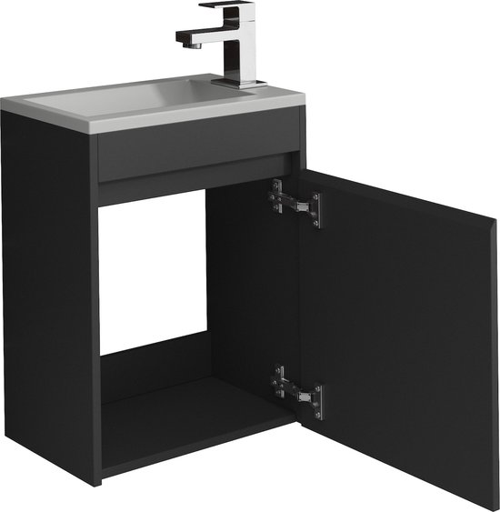 Badplaats Toiletmeubel Sinta 40 x 22 cm - Mat Zwart - Fonteinmeubel met ...