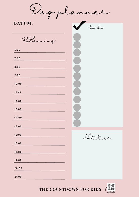 Dag-planner - Kladblok - Kleur Roze - Formaat A5 - Notitieblok - Dag ...