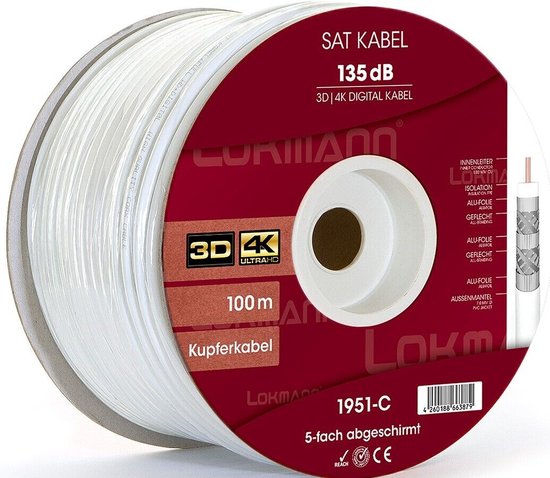 Coax kabel 100 meter WIT 135db | bol