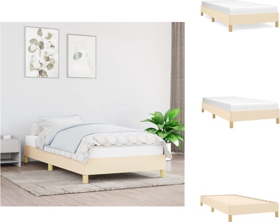vidaXL Bedframe - Crème - 203 x 93 x 25 cm - Stabiele poten - Multiplex ...