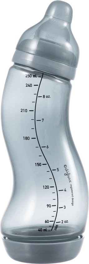 Difrax Natural S-babyfles - 250 ml - Anti Koliek - Grijs - 1 Stuk | bol