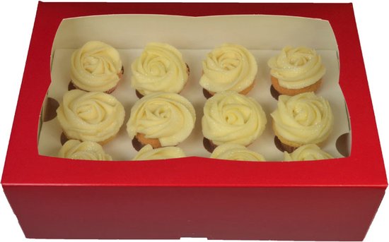 Rode doos voor 12 minicupcakes (per 25 stuks) | bol