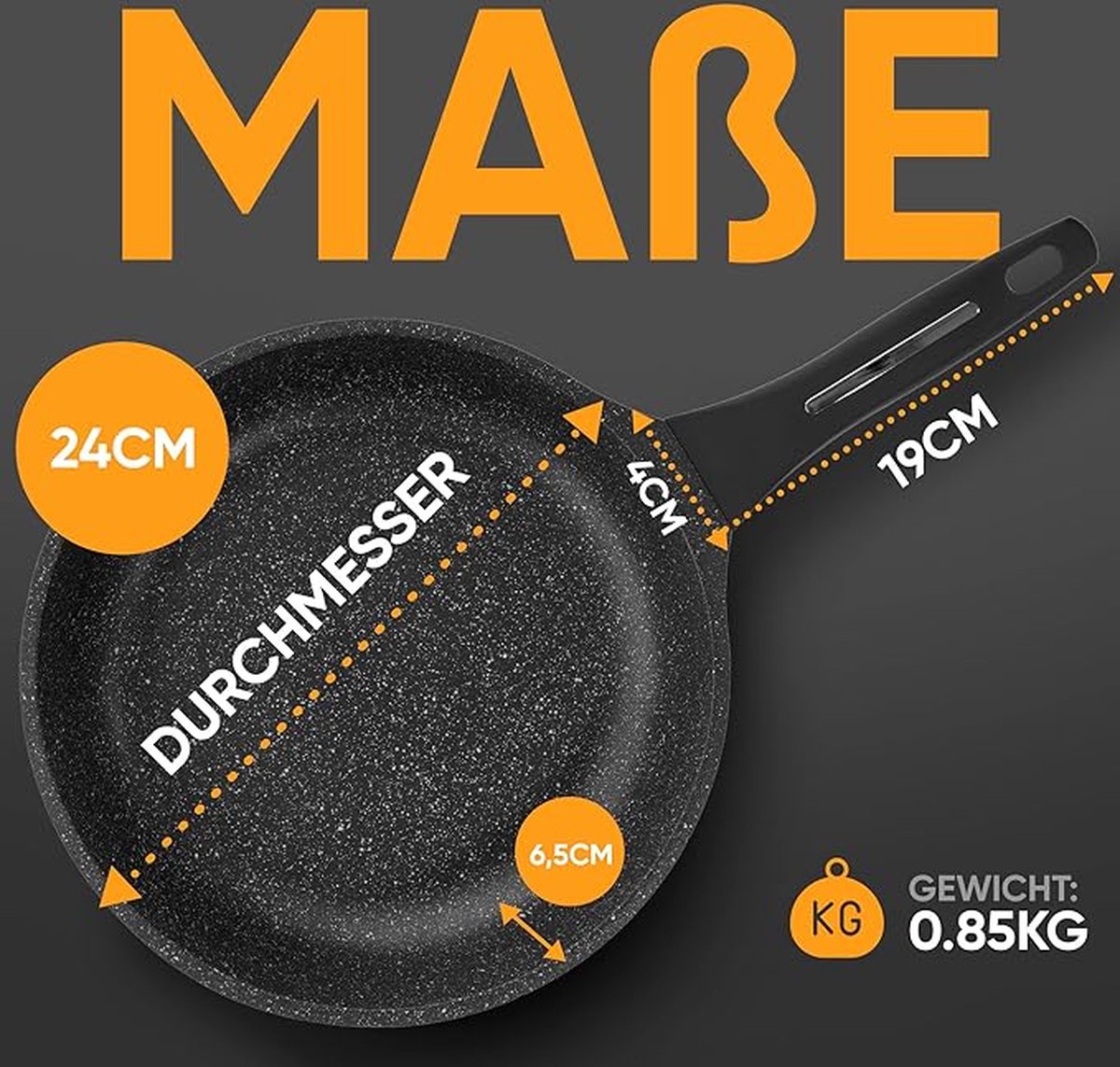 Pan 24 cm, gegoten aluminium pan met antiaanbaklaag, braadpan 24 cm hoge rand met 6... | bol