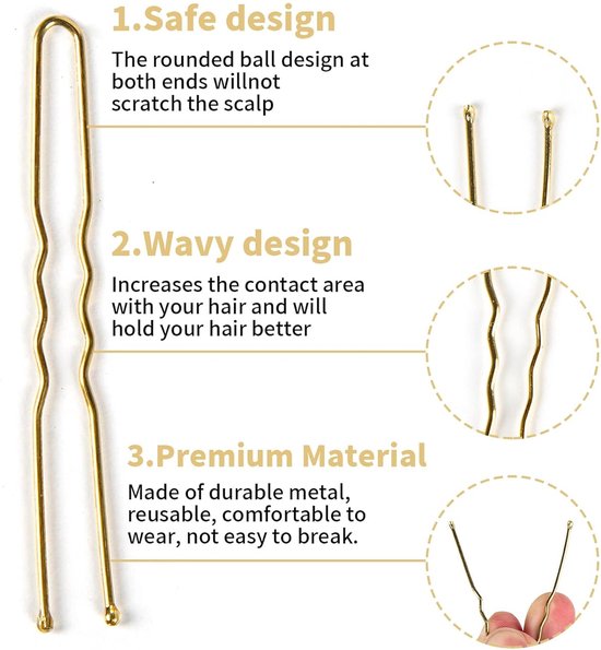 haarspelden - 6 cm U-vormige haarspelden-200 stuks - Gouden bobby pins ...