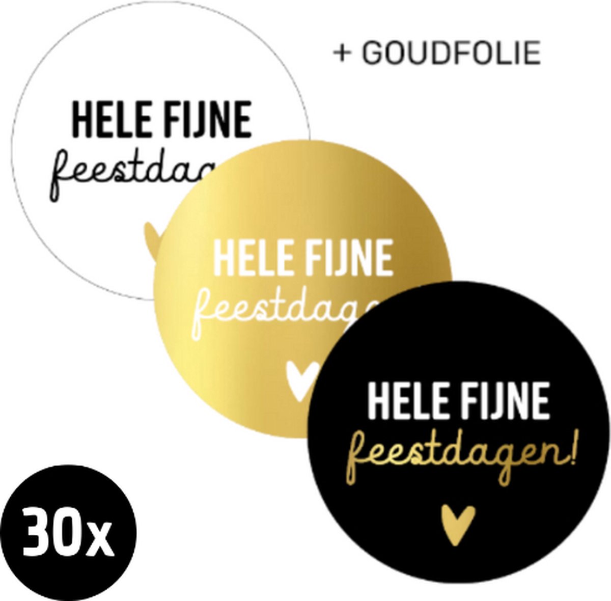 30x sluitsticker HELE FIJNE FEESTDAGEN (3 varianten) | 40 mm ...