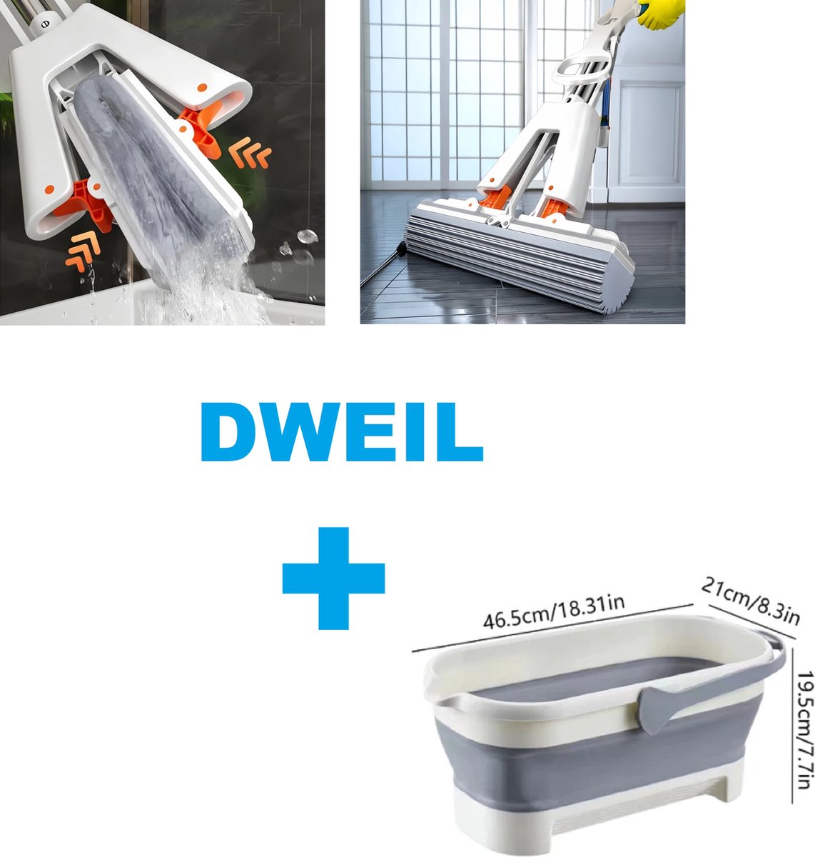 Dweilsysteem Met emmer - Dweilset met wringer en extra mop rubber en ...