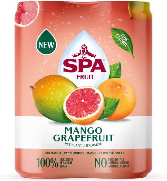 Spa Fruit Bruisend Mango Grapefruit 6 multipacks x 4 blikjes x 25 cl | bol