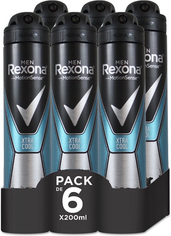 Rexona Men Deodorant 6 x 200 ml. - Xtra Cool - MotionSense - Voordeelverpakking -... | bol