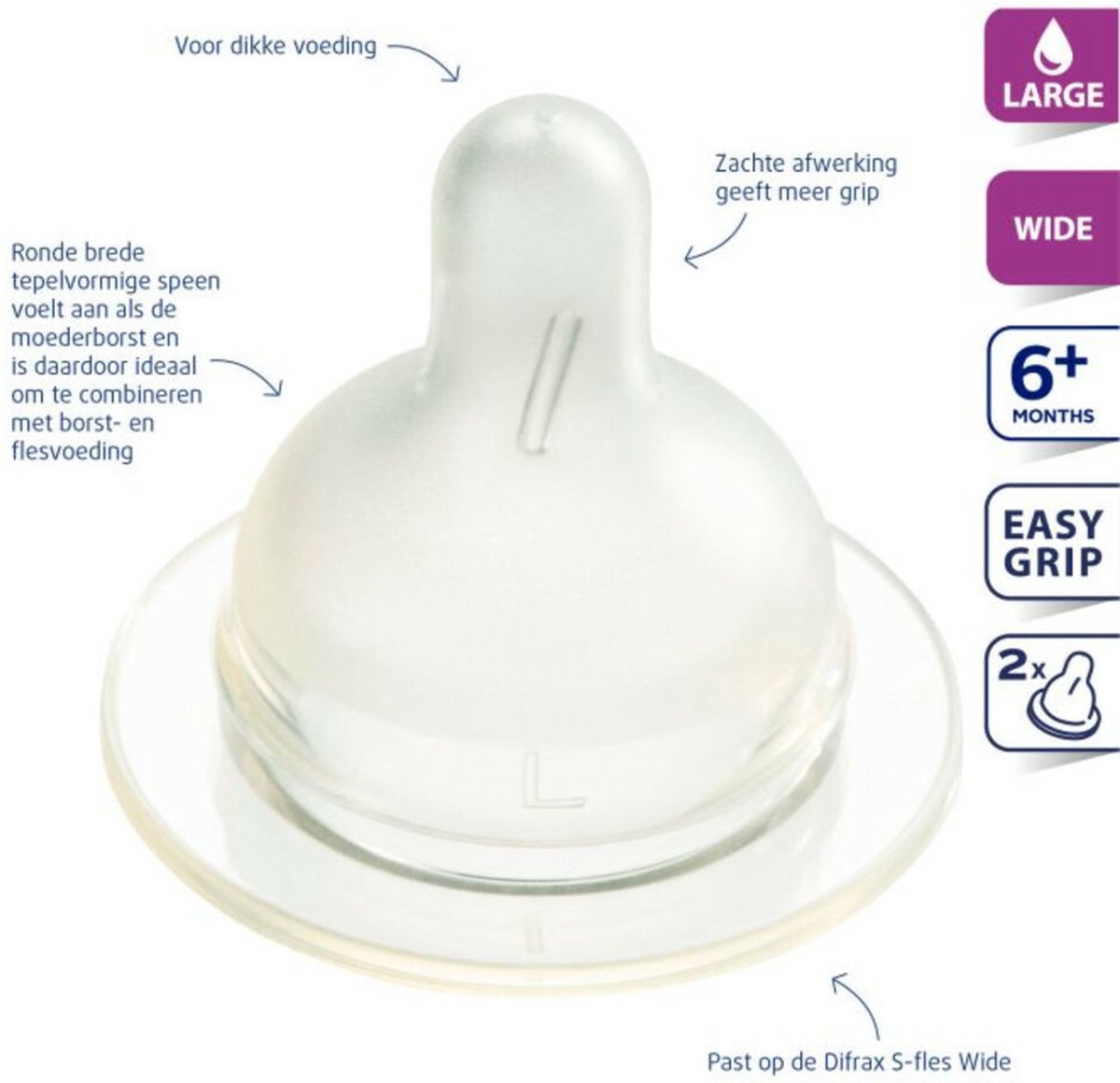 2x Difrax Flessenspeen Wide Large 2 stuks | bol