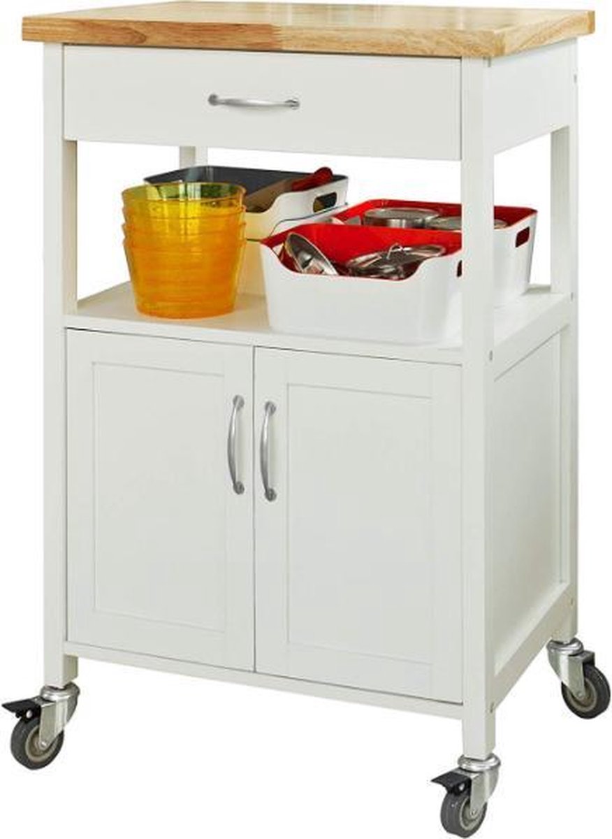 Simple Trade - Keukentrolley - Keukenkast - MDF - Wit - 60x90x44.5 cm ...
