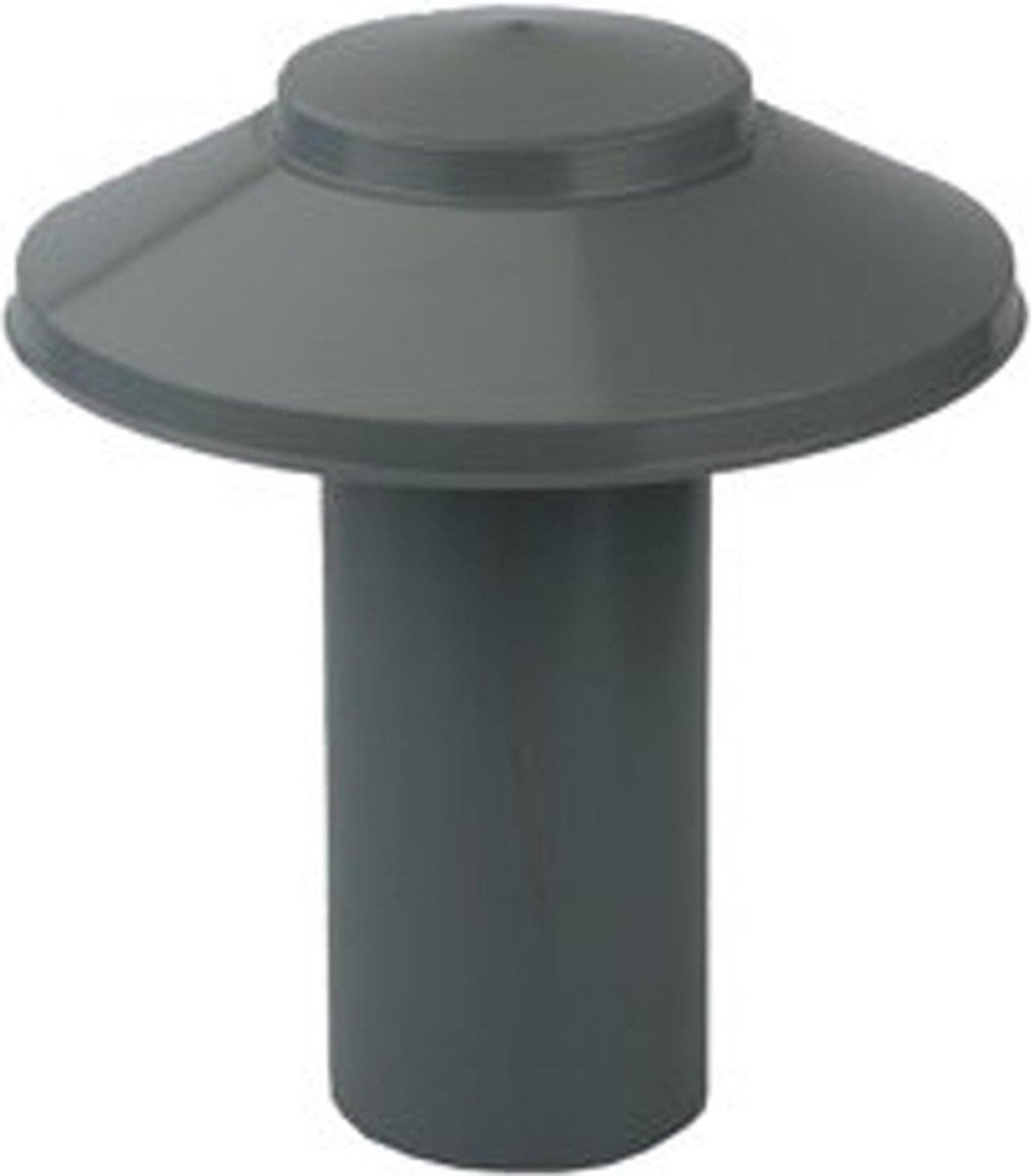 Wavin PVC ontluchtingskap enkelwandig zonder plakplaat 100mm grijs | bol