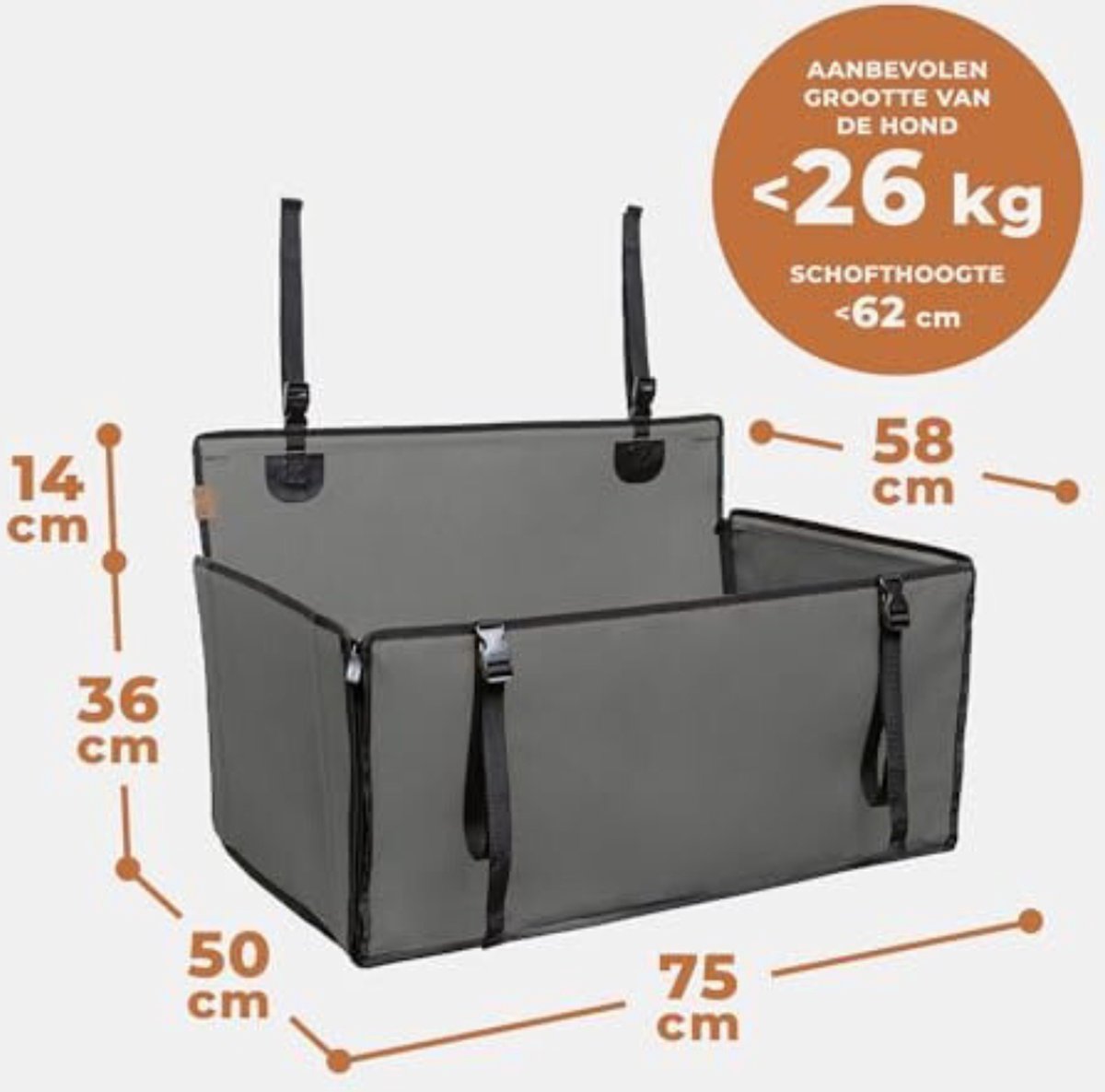 Hondenmand Auto Achterbank - Automand Hond - Grijs - L | bol