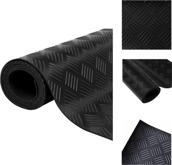 vidaXL Rubberen Mat - Traanplaat - 5x1m - 3mm - Zwart - Vloer | bol
