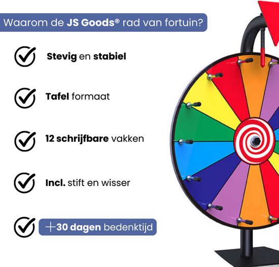 JS Goods Rad van Fortuin - Draaiwiel 30 cm - Draairad Tafelmodel | bol