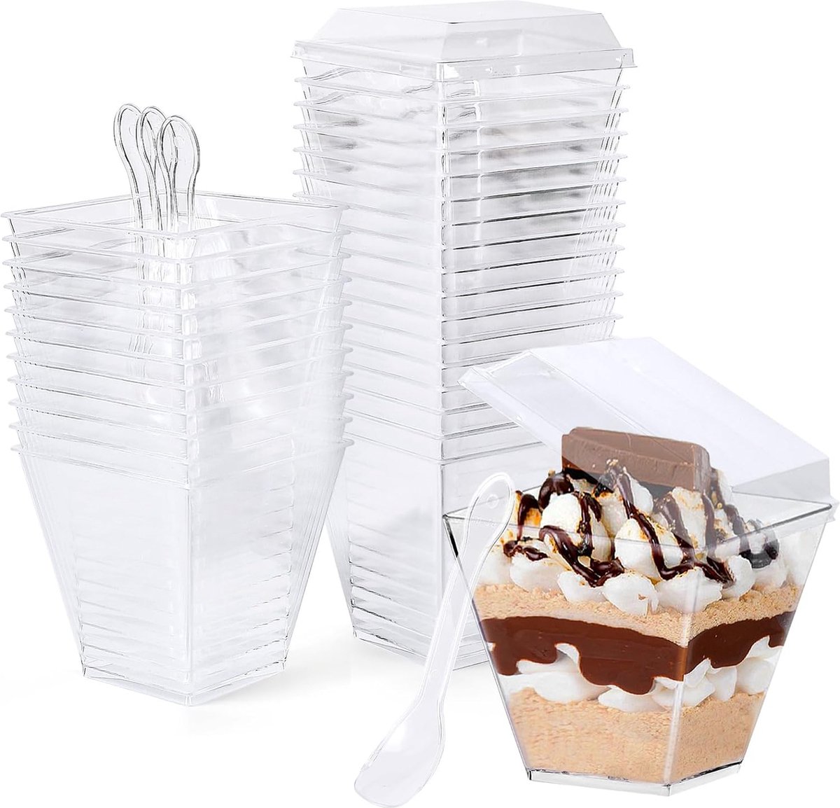 Herbruikbare Plastic Dessertbekers - Set van 30 - Transparante ...