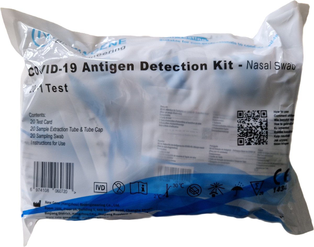 COVID-19 Antigen Detection Kit - NewGene - korte neusswab - 1 test kit ...