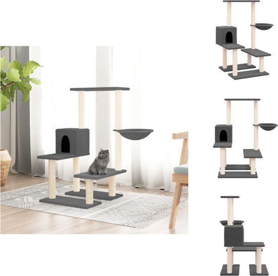 vidaXL Kattenmeubel All-in-One - 47.5 x 60 x 94.5 cm - Donkergrijs ...