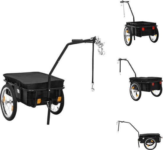 vidaXL Fietskar vidaXL - Fietskar/trekwagen - Zwart - 155 x 60 x 83 cm ...
