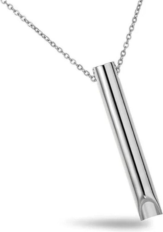 Zilverkleurig hyperventilatie hulpmiddel incl ketting - Ademketting ...