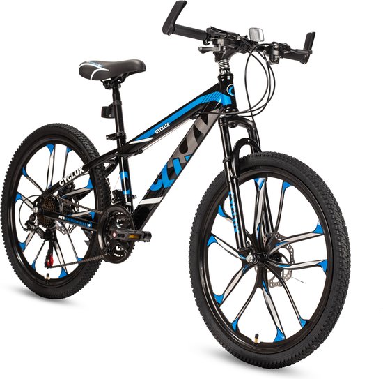 Cyclux Jongensfiets Mtb 24 Inch 21 Speed Shimano Blauw | bol