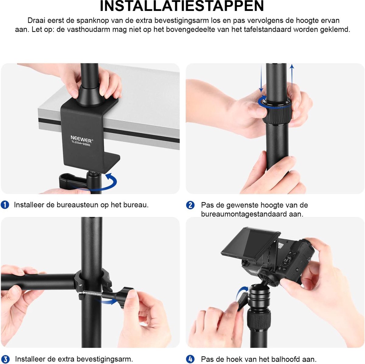 Neewer® - Tafelstatief voor Camera - Verstelbare Hoogte, Flexibele Arm ...