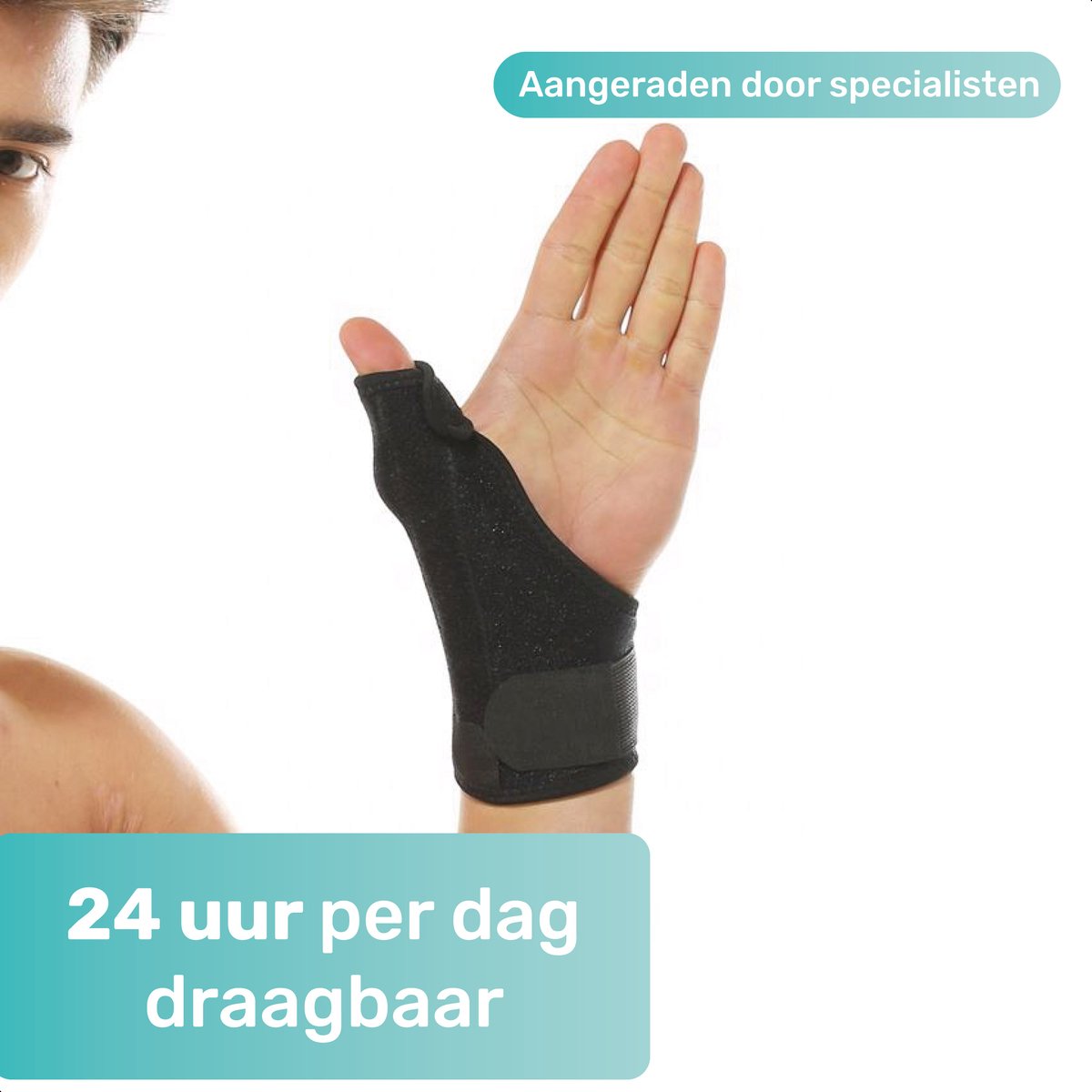 Vingerspalk - Rechts - Voor duim - Onze size - Zwart - Verharde spalk ...