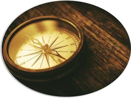 PVC Schuimplaat Ovaal - Kompas - Noord - Oost - Zuid - West - Goud ...