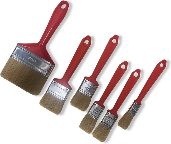 MAUS Hobby - platte kwasten set met varkenshaar 6 stuks - verschillende ...