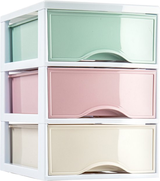 Plasticforte Bureau organizer - met 3 lades - multi kleuren - L18 x B25 ...