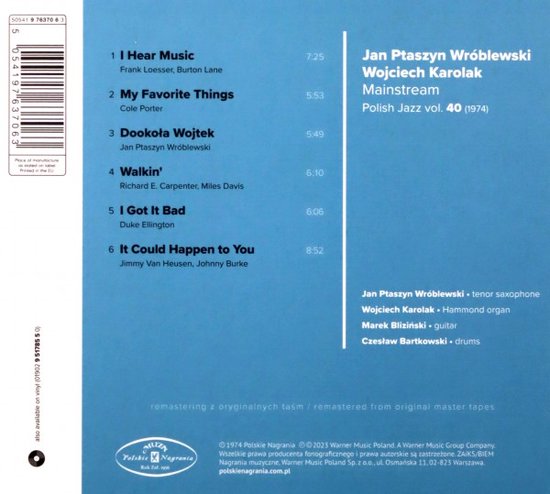 Wojciech Karolak & Jan Ptaszyn Wróblewski: Mainstream (Polish Jazz Vol.40) [CD],... | bol