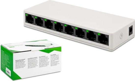 Netwerk Switch – Internet Kabel Hub - 8 Poorten Verdeler - Internet ...
