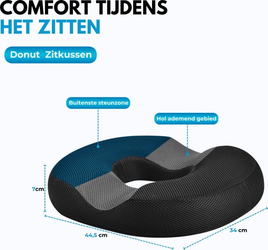 Softsie Donut ZitKussen Orthopedisch & Ergonomisch Voor Auto En ...