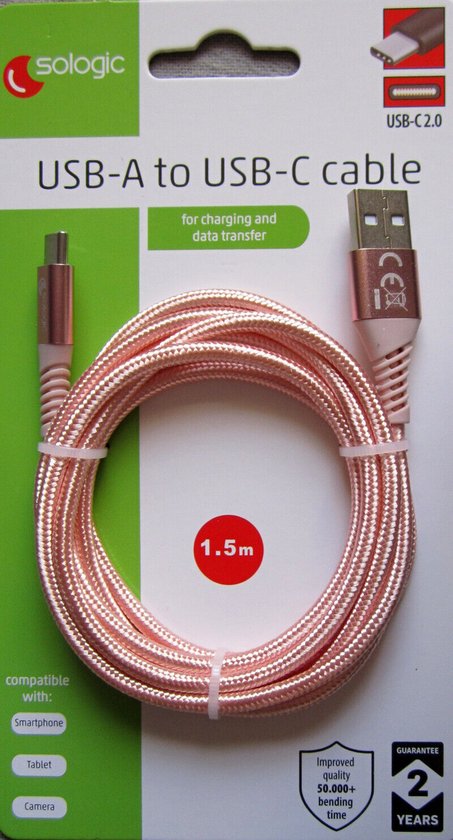 Sologic USB-C kabel - Laad- en datakabel voor telefoon en tablet | bol