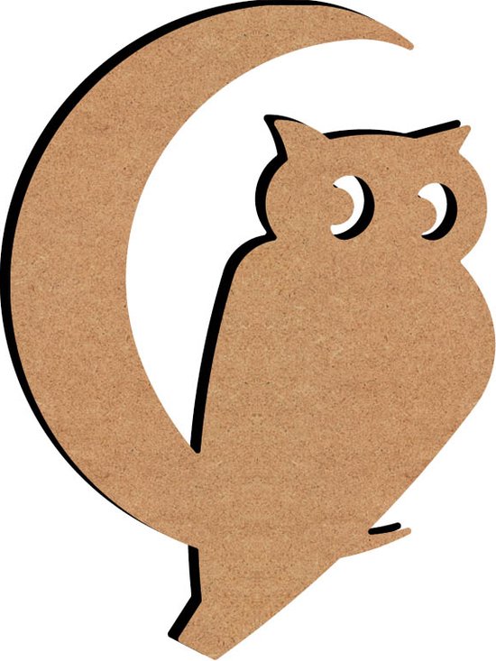 Gomille MDF figuur knutsel uil en maan 26 cm decoratie. | bol