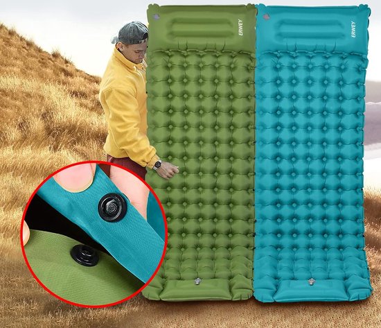 Camping isomat, zelfopblazend, 200 x 69 x 10 cm, opblaasbaar luchtbed ...