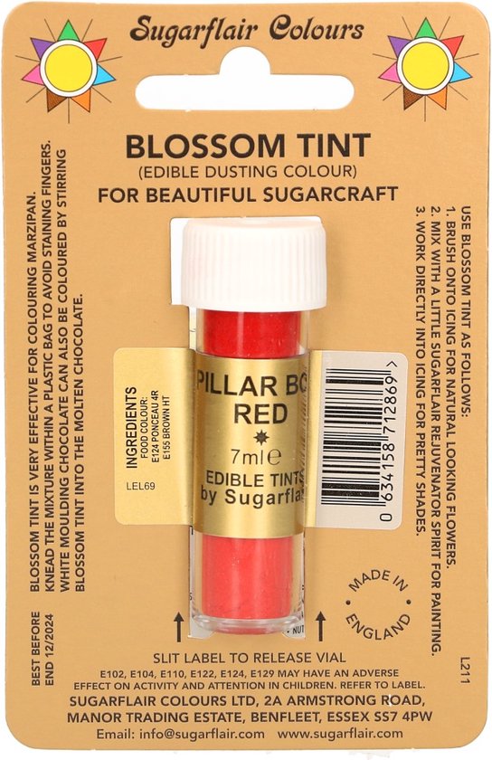 Sugarflair Eetbare Kleurpoeder - Voedingskleurstof - Brievenbus Rood ...