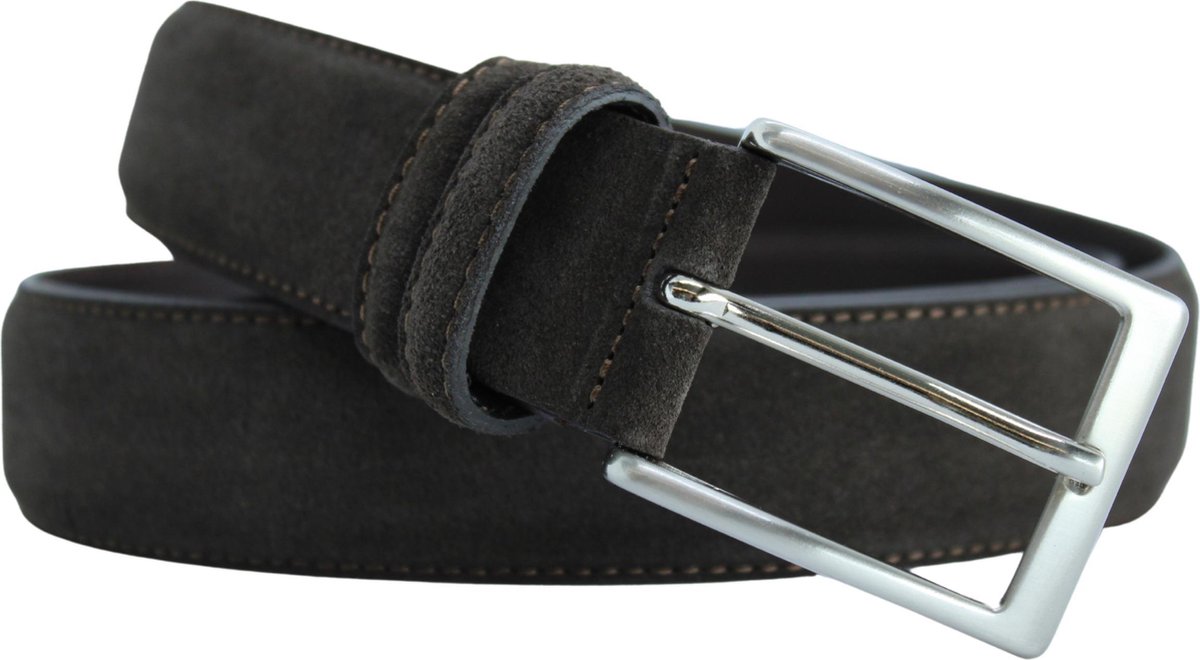 Luxe Suede Riem Bruin - Heren riem - Leren riem - Donkerbruine suède ...