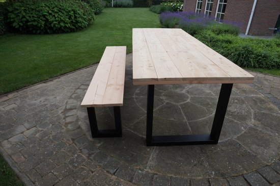 Industriële douglas tuintafel / eettafel 260cm met mat zwart U5x10 ...