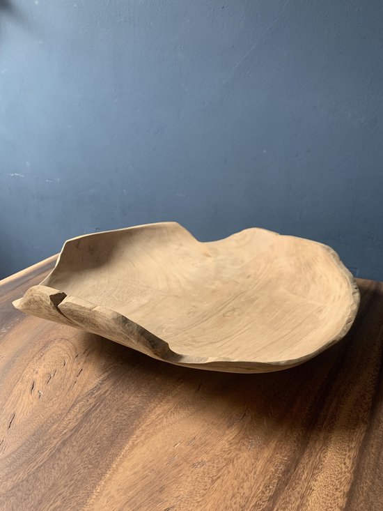 Fruitschaal hout teak 35cm-45cm - decoratieve schaal voor groente en ...