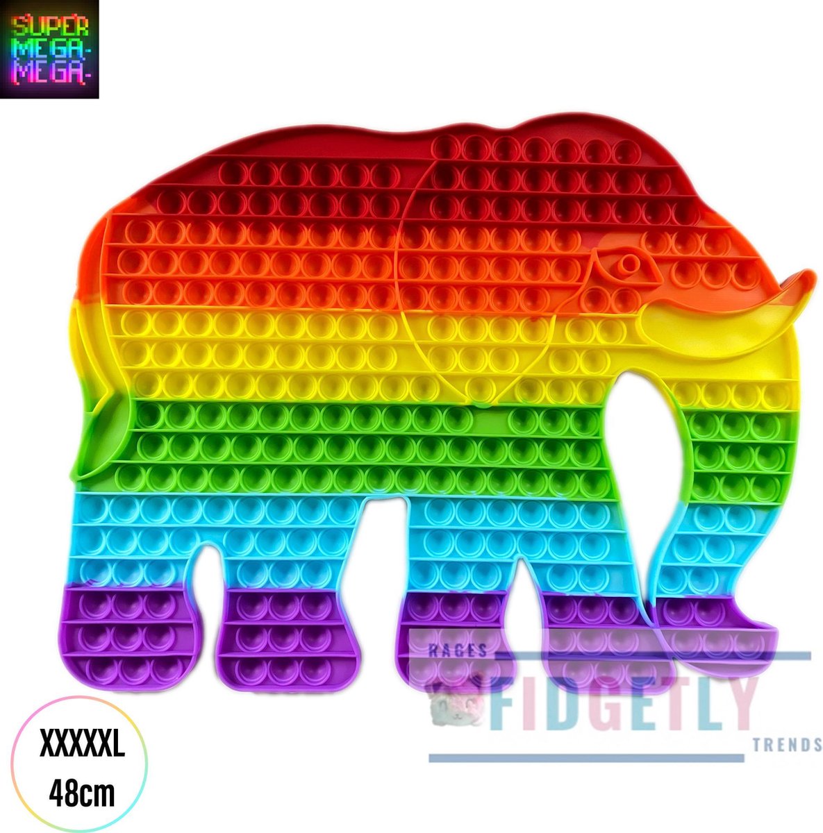 Pop it fidget - XXXL Mega Regenboog Olifant - Super MEGA Pop-It ...