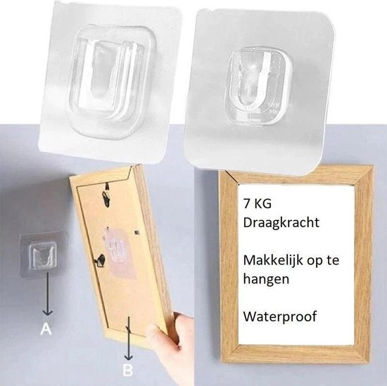 Zelfklevende haken 20 Paar + PVC Spatel / extra stevig dubbelzijdig ...