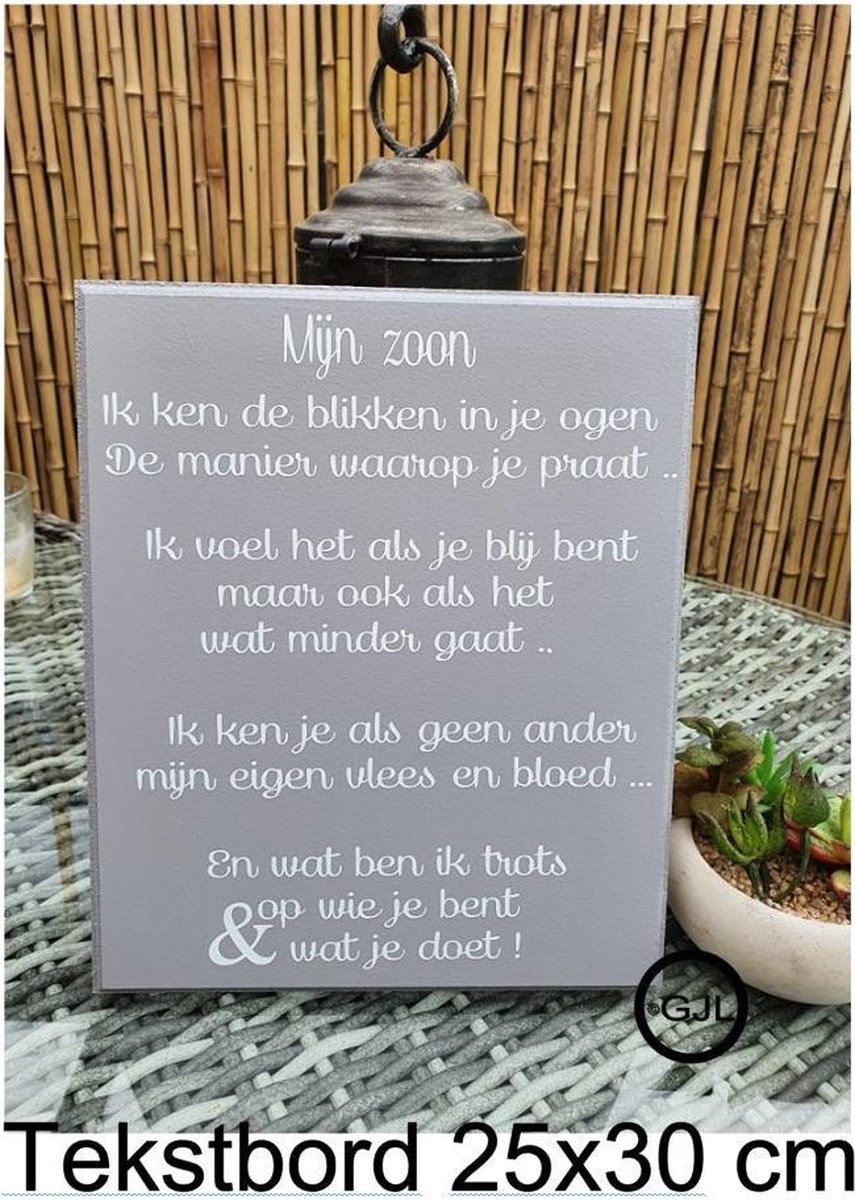 Tekstbord Mijn Zoon Wandbord Spreukbord Quotebord Cadeau Geschenk ...