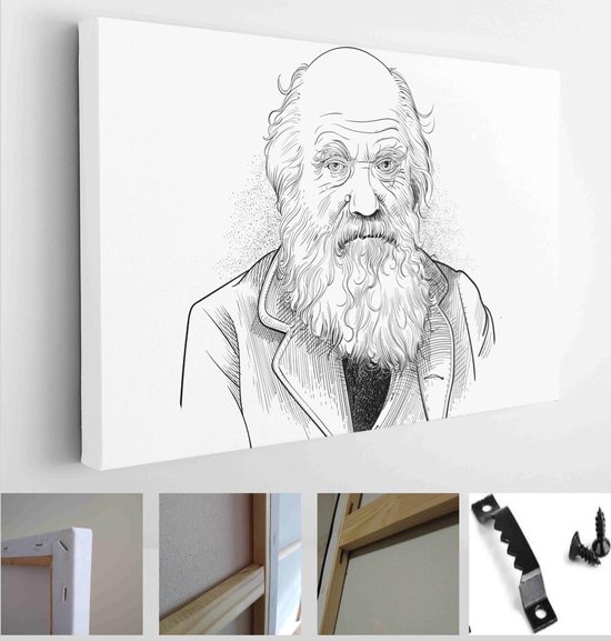 Charles Darwin (1809-1882) hand drawn vector illustration portrait in ...