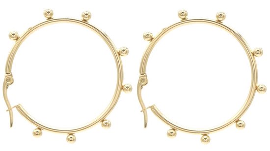 Oorbellen Rond - Balletjes - RVS Oorringen - Ø 3,5 cm - Goudkleurig | bol.com