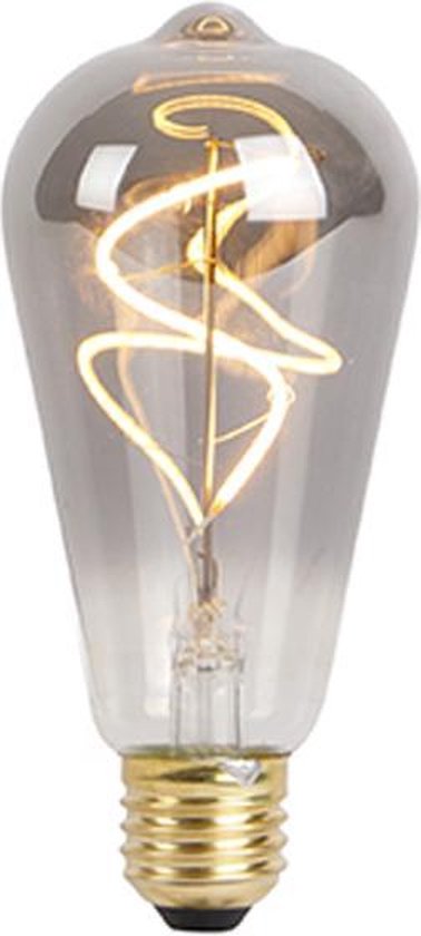 LUEDD E27 dimbare LED spiraal filament lamp ST64 smoke 100lm 2100K | bol