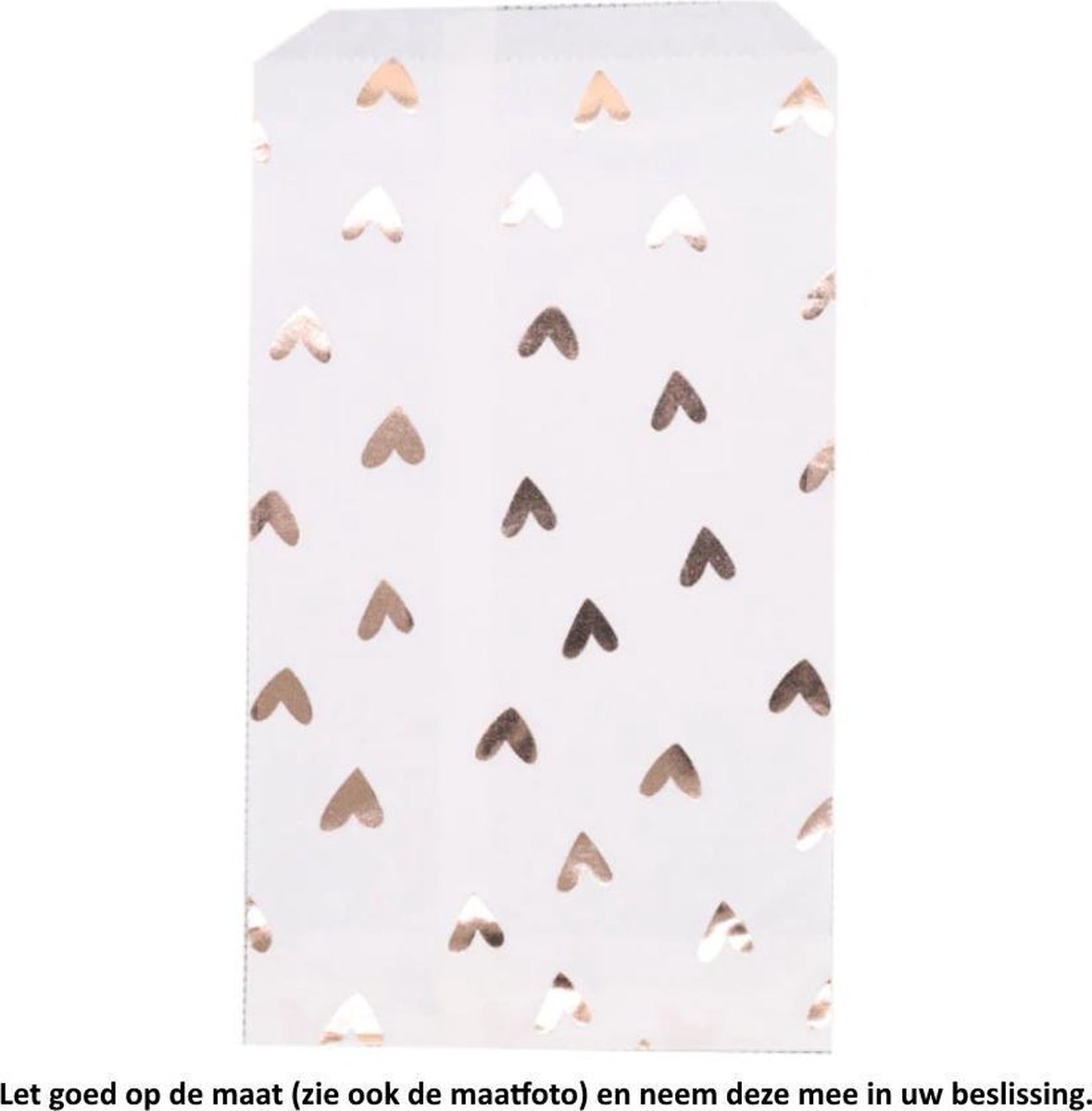 Papieren Zakjes - Met rose hartjes – 12 Stuks – Wit – 12 bij 22.5 cm ...