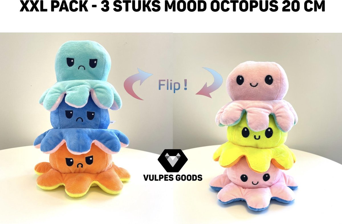 Mood Octopus XXL Pakket - Vulpes Goods Mood Octopus 20 CM - 3 stuks in ...