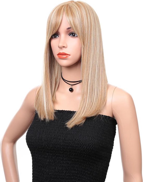 Pruiken dames / Premium Synthetic fiber lace wig-Linda 16 INCH # 613/27 ...