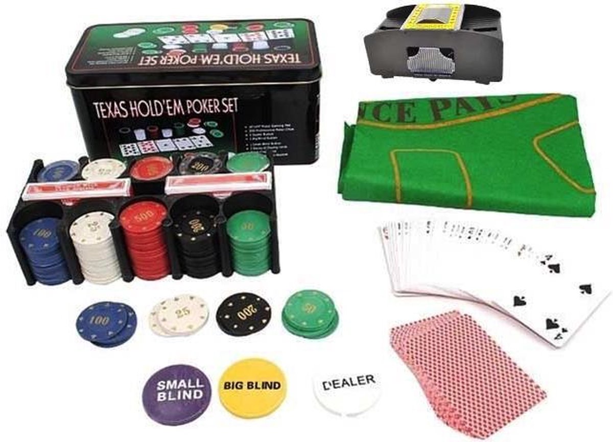 Pokerset - Poker - Texas Hold’em Pokerset - Blackjack - 200 Poker Chips ...