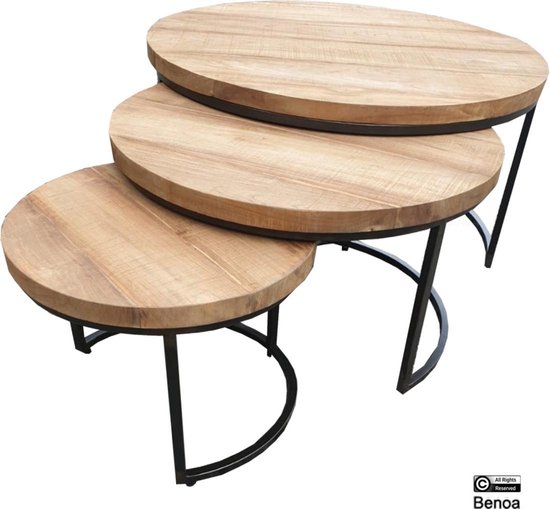 Salontafel - fugees set van 3 coffeetables teakhout - mangohout - 0x0x0 ...